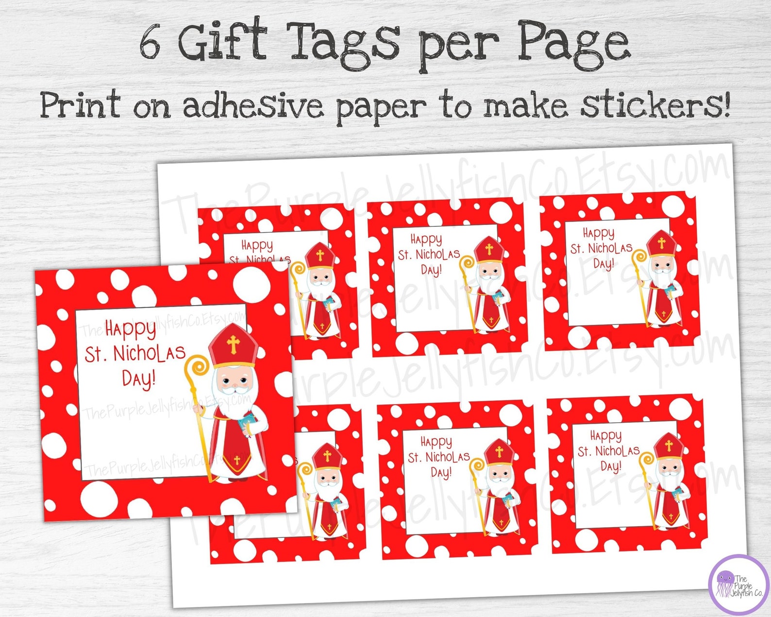 St. Nicholas Day Gift Tags, St Nick's Day Card Printable, Catholic ...
