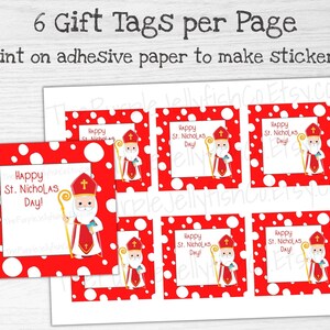 St. Nicholas Day Gift Tags, St Nick's Day Card Printable, Catholic ...