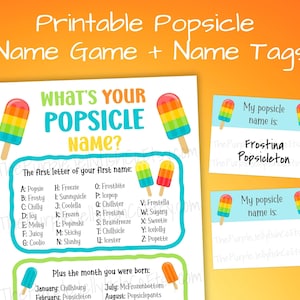 Popsicle Party Idea, What's Your Name Game Sign + Name Tags, Summer ...
