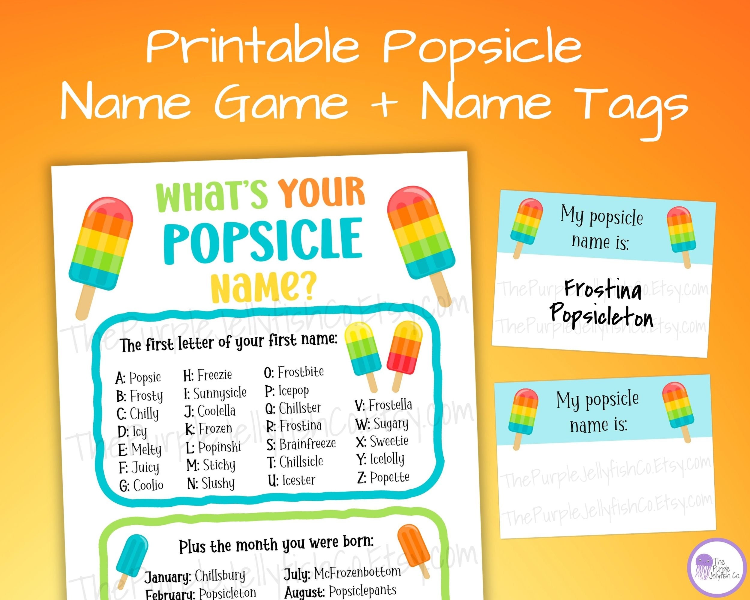 Popsicle Party Idea, What's Your Name Game Sign Name Tags, Summer Decor ...