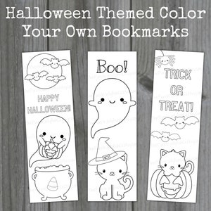 Halloween Coloring Bookmarks for Kids, Halloween Bookmark Printable ...