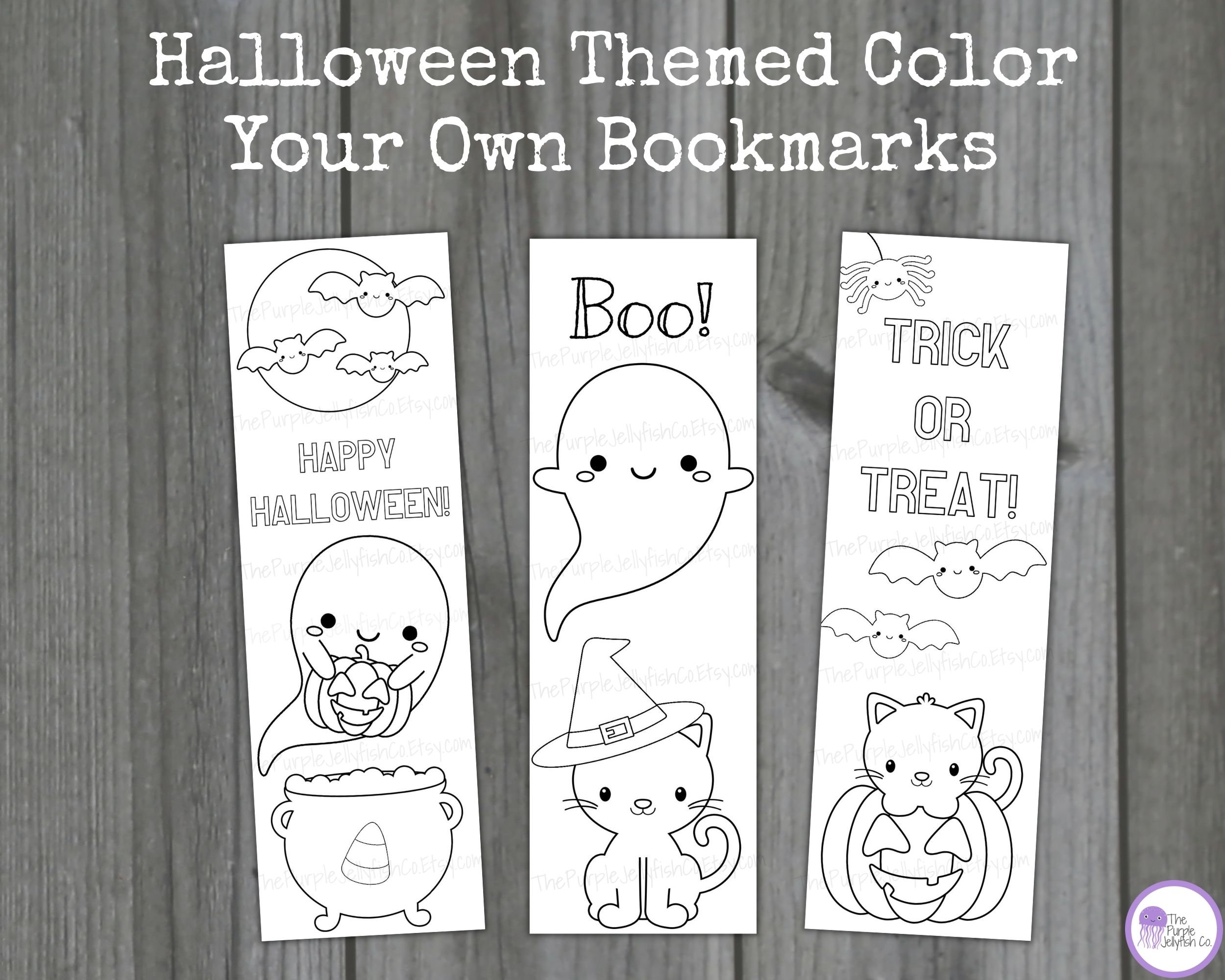 Halloween Coloring Bookmarks for Kids, Halloween Bookmark Printable ...