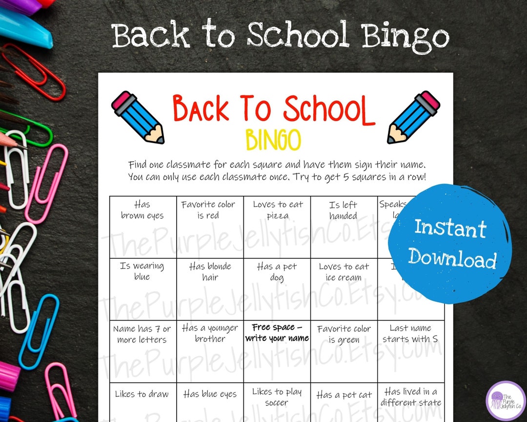 Back to School Bingo, Ice Breaker Game for Kids, Beginning of Year, Get ...