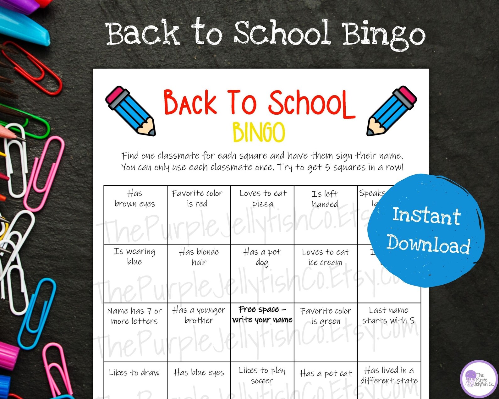 Back to School Icebreaker Bingo Game for Kids Printable, Beginning of ...