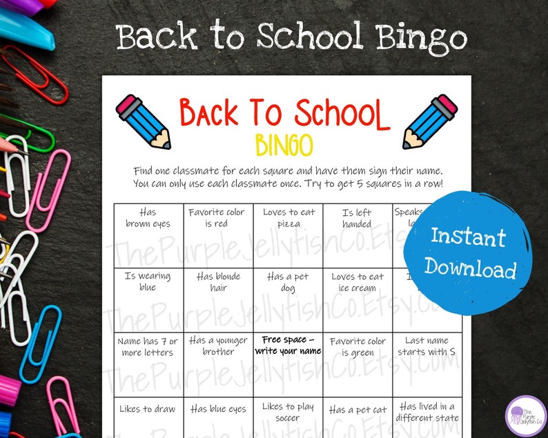Back to School Icebreaker Bingo Game for Kids Printable, Beginning of ...