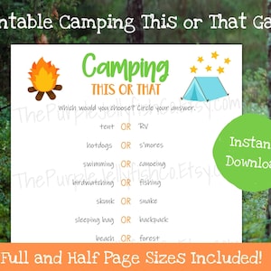 Camping This or That Game Printable, Would You Rather Camping Activity ...