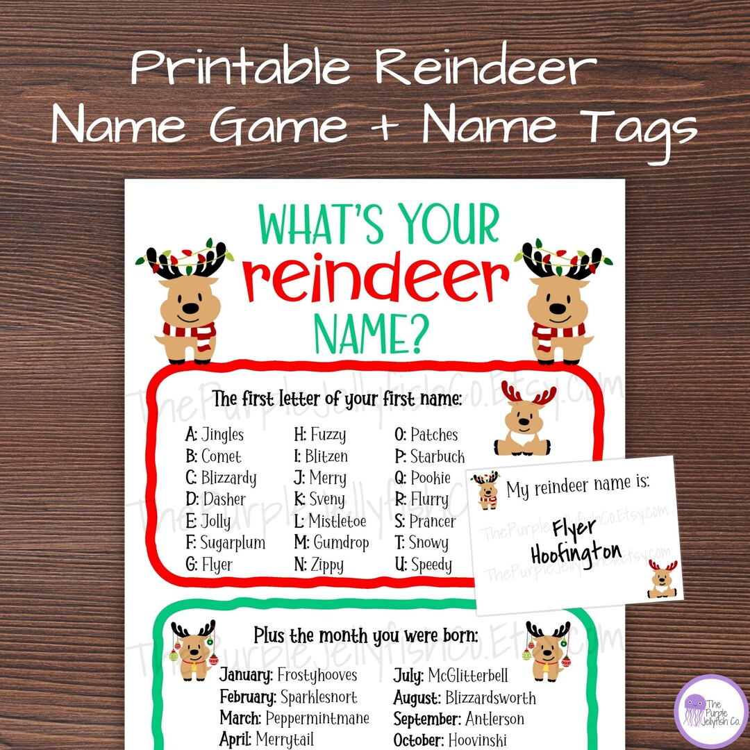 Whats Your Reindeer Name Game, Christmas Reindeer Printable Activity ...