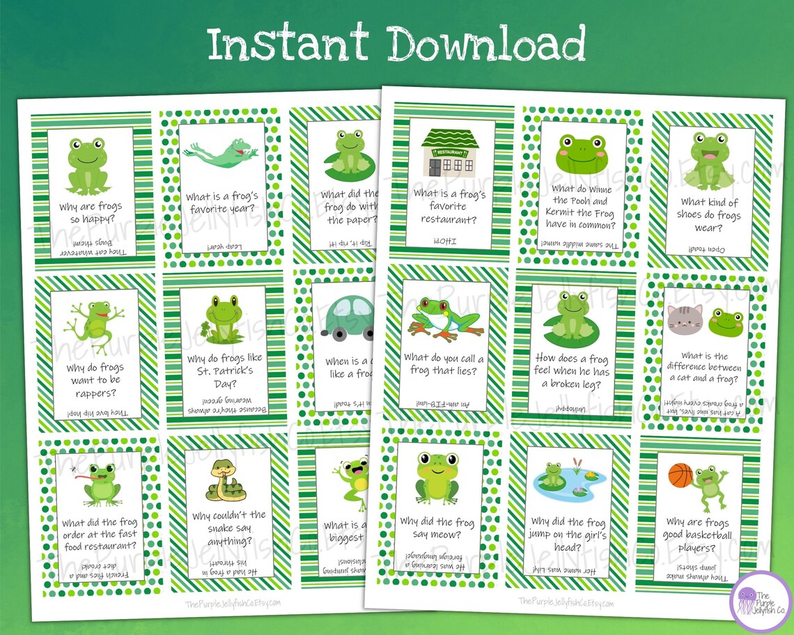 Frog Lunchbox Jokes, Printable Lunch Box Jokes, Frog Theme Lunch Box ...