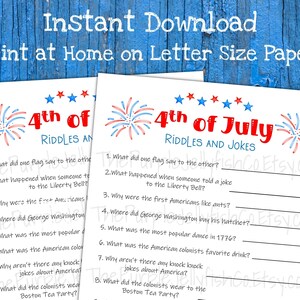 4th of July Activity for Kids 4th of July Jokes & Riddles, July 4th ...