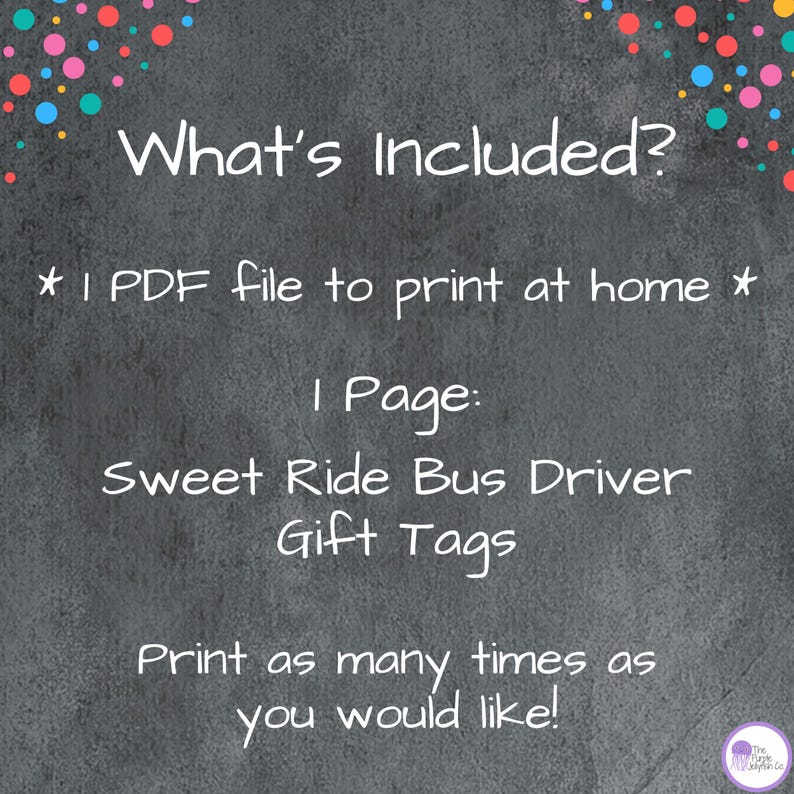 Bus Driver Appreciation Gift Tags Printable, Thanks for the Sweet Ride ...