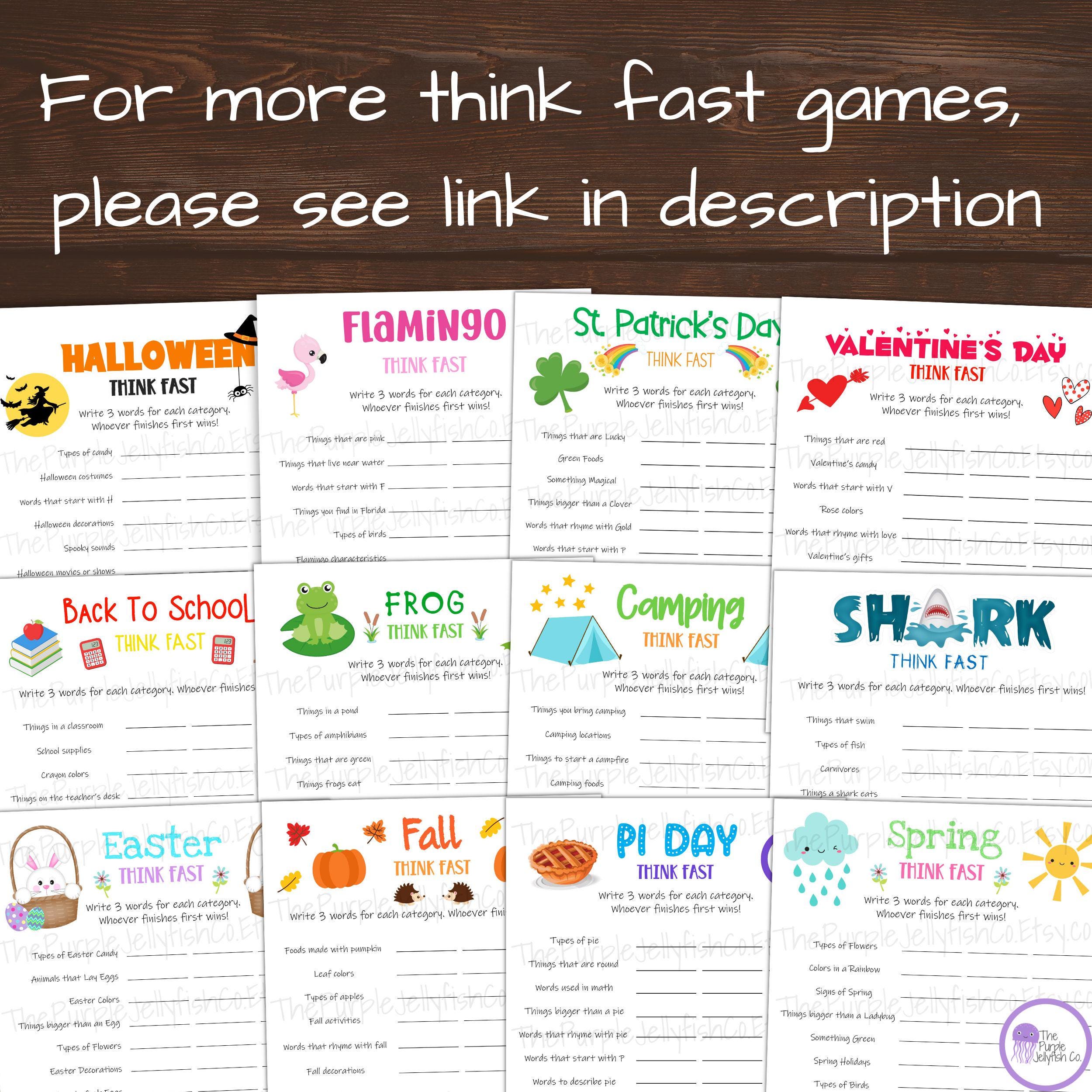 Thanksgiving Think Fast Game, Thanksgiving Family Game, Friends ...