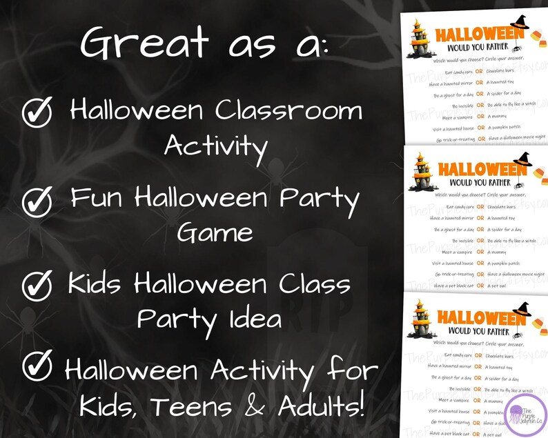 Halloween Would You Rather Game, Halloween Party Games for Kids, This ...