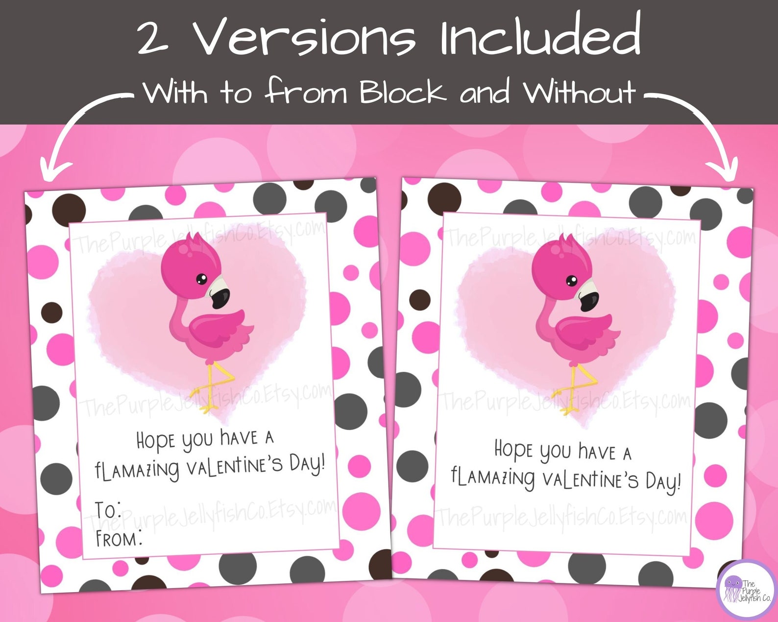 Flamingo Valentines Day Cards for Kids School, Printable Valentines for ...