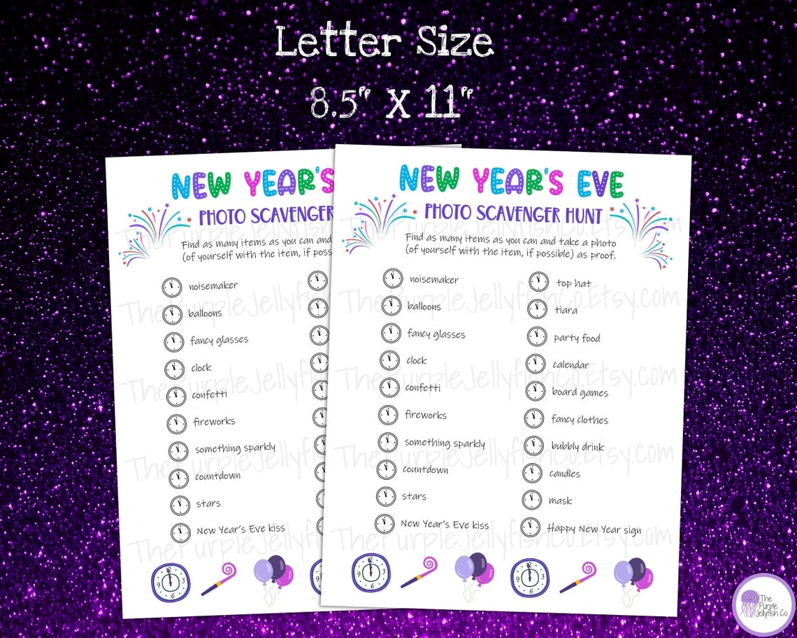 New Years Eve Scavenger Hunt, Printable New Year's Eve Games, Photo ...