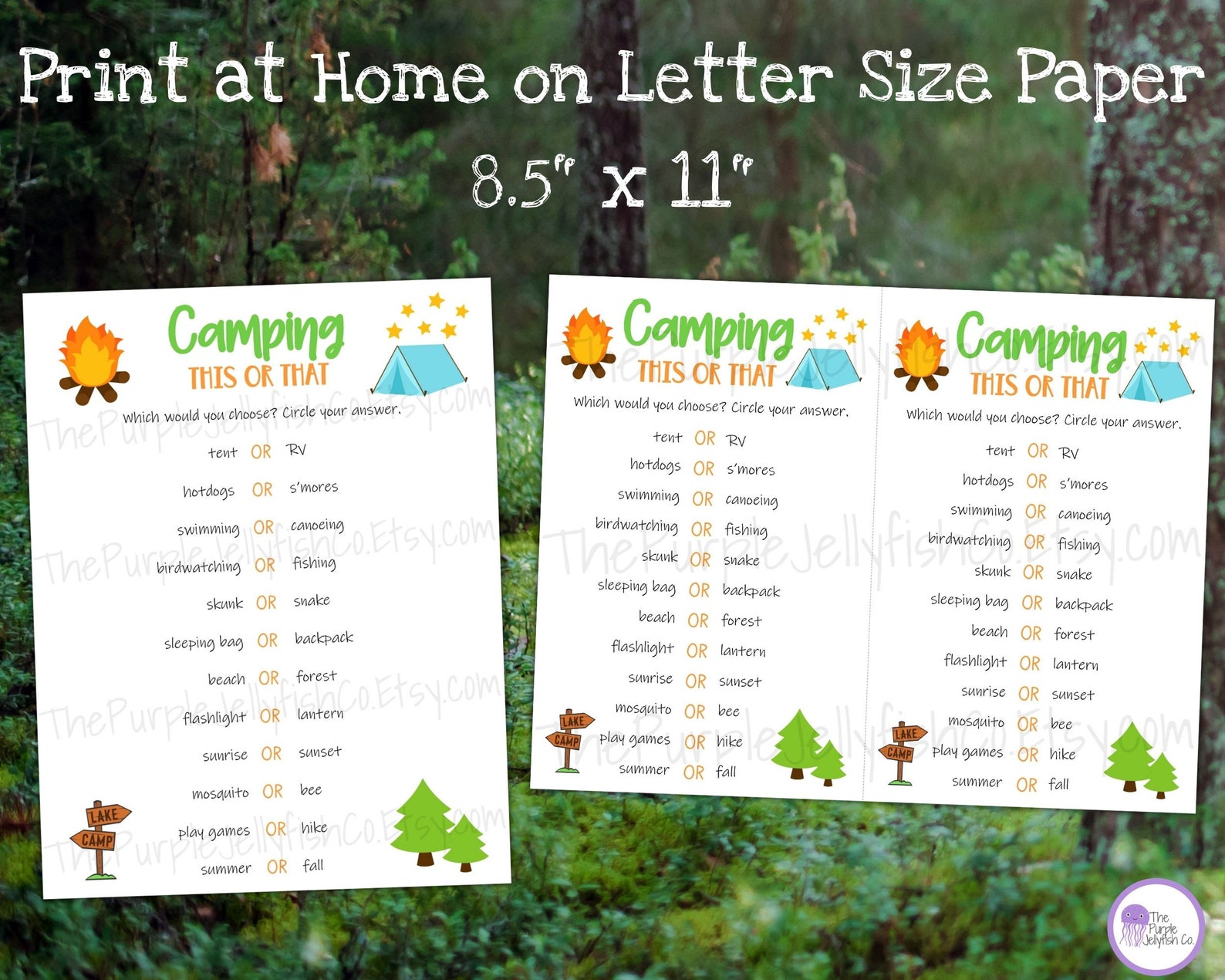 Camping This or That Game, Fun Camping Game Printable, Would You Rather ...