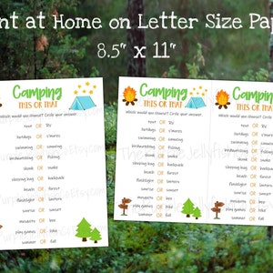 Camping This or That Game Printable, Would You Rather Camping Activity ...
