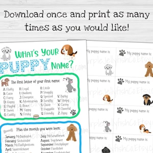Whats Your Puppy Name Game, Puppy Party Printable, Dog Pawty, Puppy ...