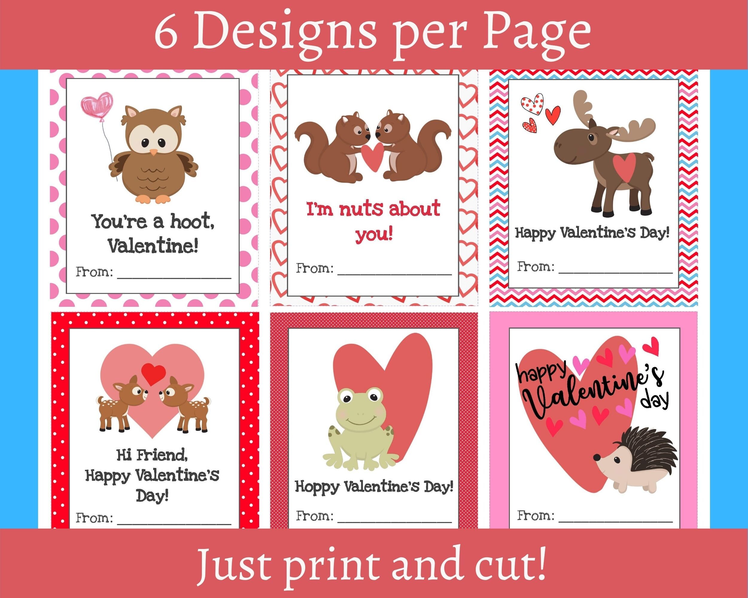 Woodland Animal Valentines Printable, Cute Animal Valentines Day Cards ...