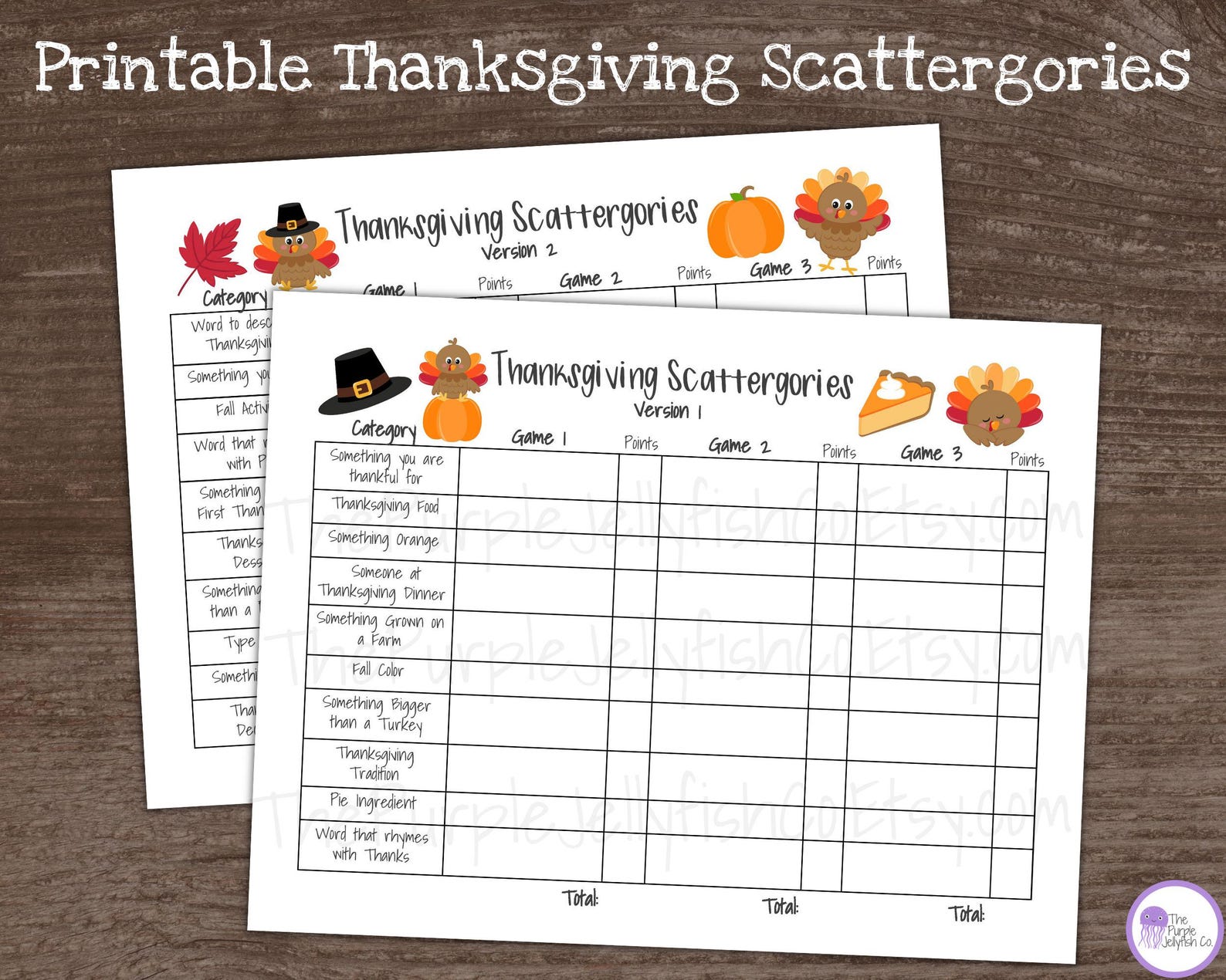 Thanksgiving Scattergories Game Printable, Fun Thanksgiving Game for ...