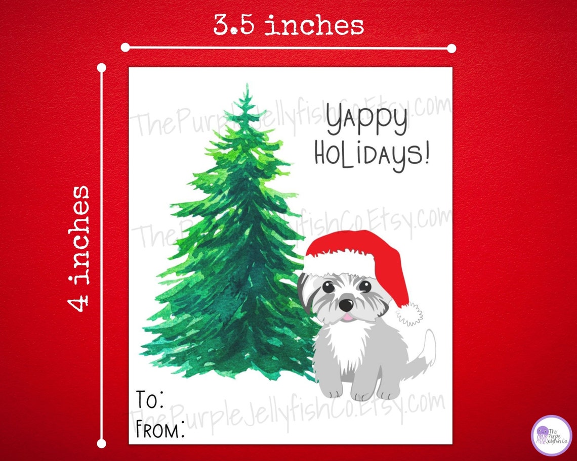 Dog Christmas Gift Tags, Printable Christmas Gift Tags, Holiday Favor ...