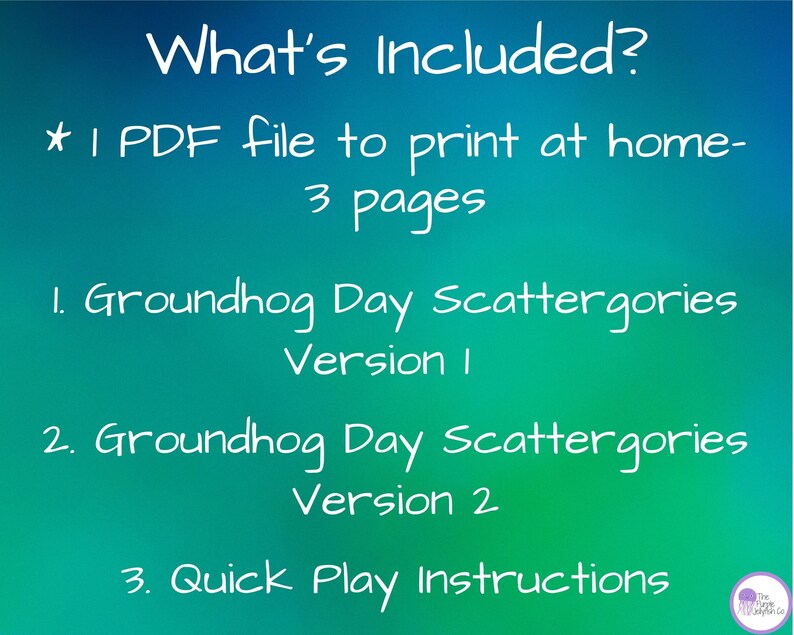 Groundhog Day Scattergories Lists, Printable Groundhog Day Game for ...