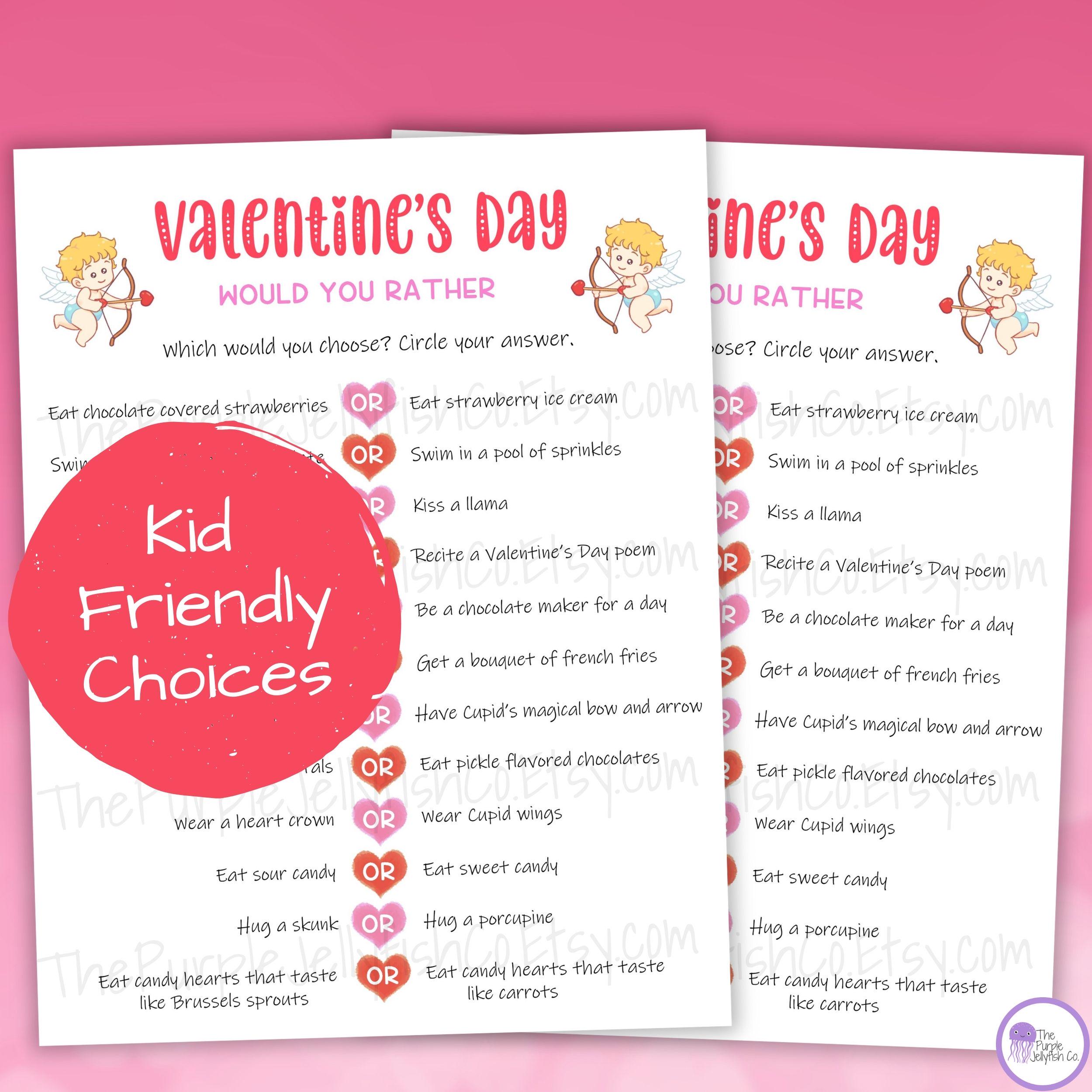 Valentine Would You Rather Game, Valentines Games for Kids Classroom ...