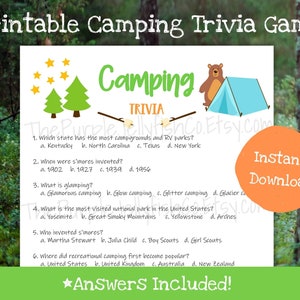Camping Trivia Game, Camping Game Printable, Trivia Questions, Camping ...