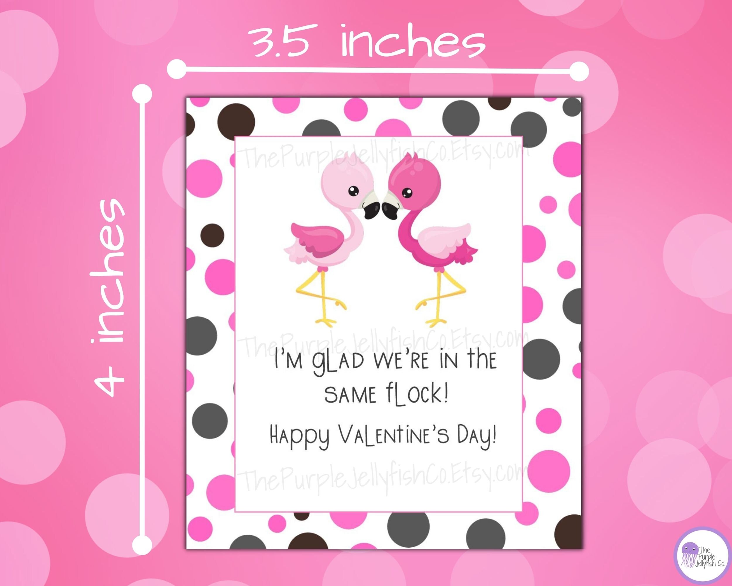 Flamingo Valentines Day Cards for Kids School, Printable Valentines for ...