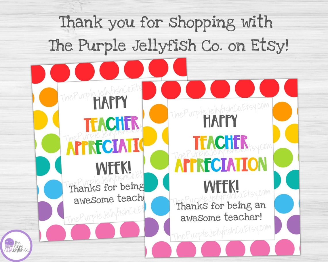 Teacher Appreciation Week Gift Tag Teacher Appreciation Card - Etsy