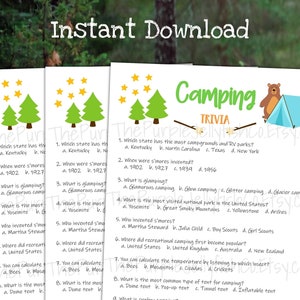Camping Trivia Game, Camping Game Printable, Trivia Questions, Camping ...