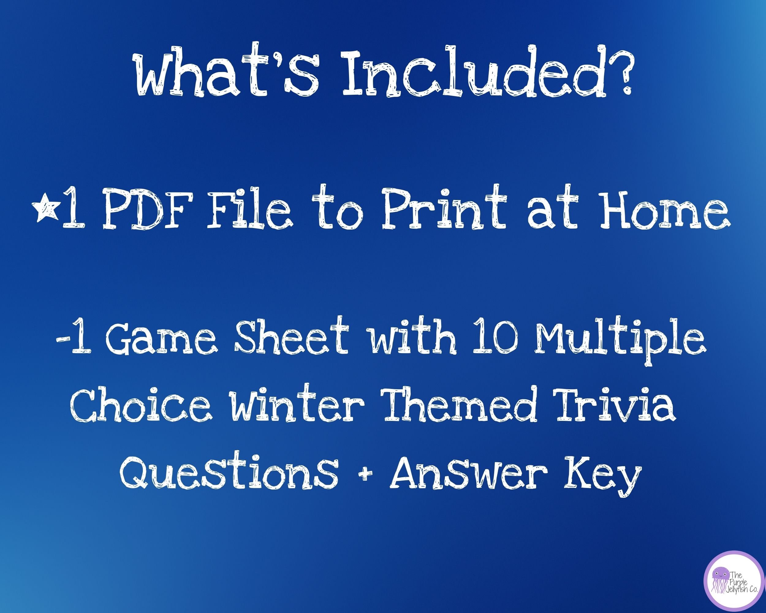 Winter Trivia Game, Printable Winter Games for Kids & Adults, Holiday ...