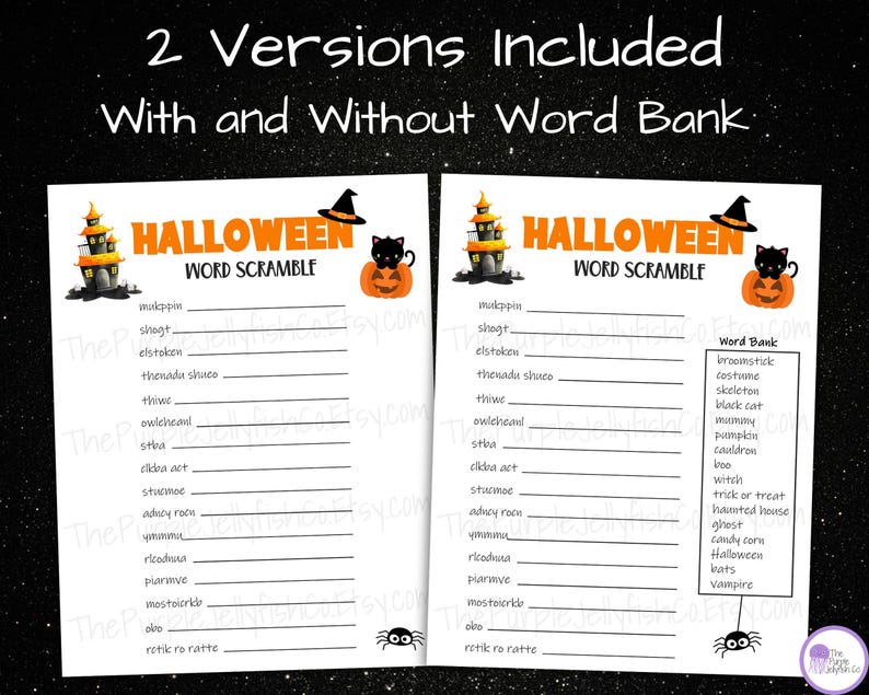 Halloween Word Scramble Game, Printable Halloween Activity, Halloween ...