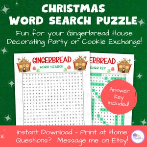 Gingerbread Party Game, Christmas Word Search Puzzle, Christmas ...