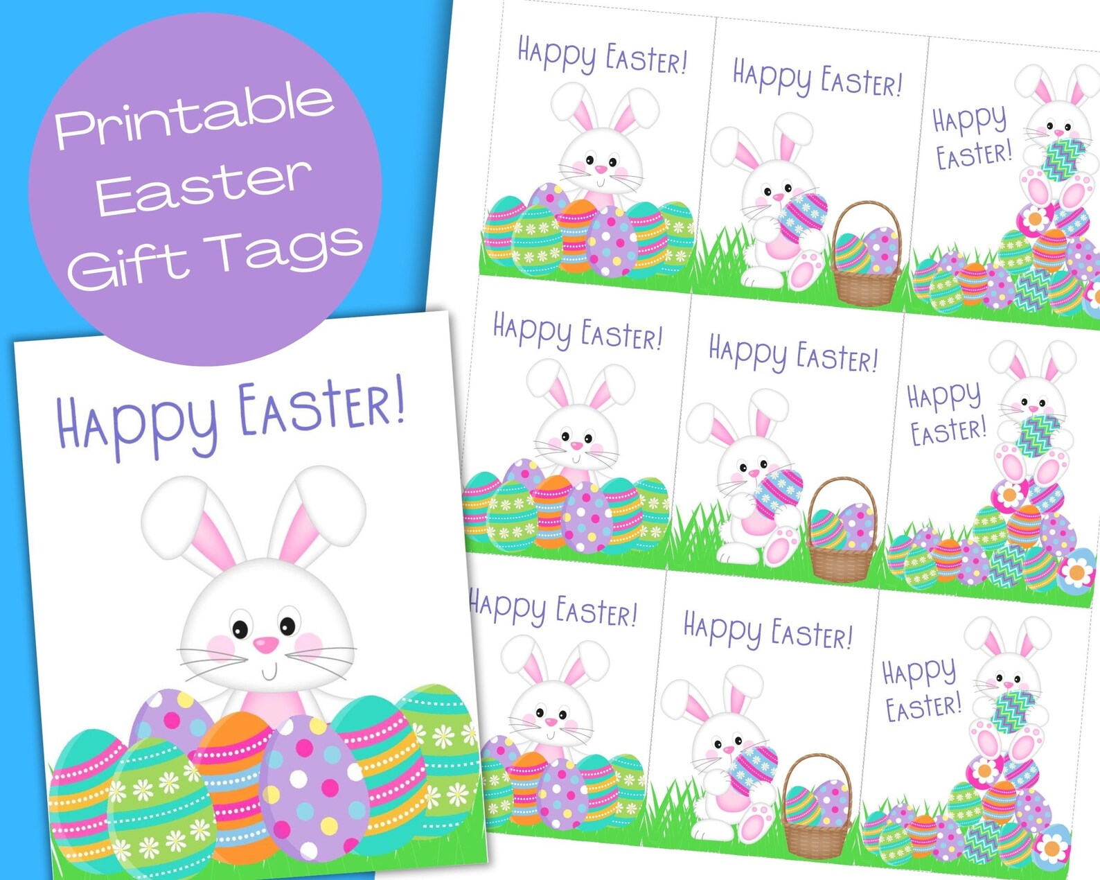 Printable Easter Gift Tags, Cute Easter Mini Card for Kids, Digital ...