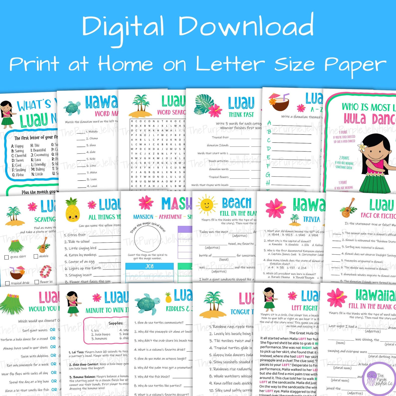 Luau Party Games Printable Hawaiian Theme Party Idea, Aloha Party ...