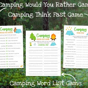Camping Games Bundle, Fun Camping Games Printable, Camping Activities ...