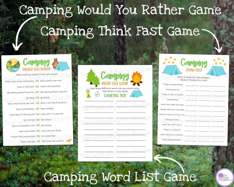 Camping Games Bundle, Fun Camping Games Printable, Camping Activities ...
