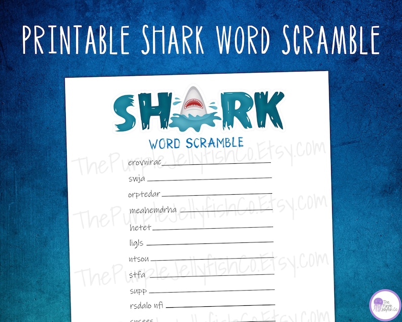 Shark Word Scramble With Answers, Shark Activity for Kids, Shark Game ...