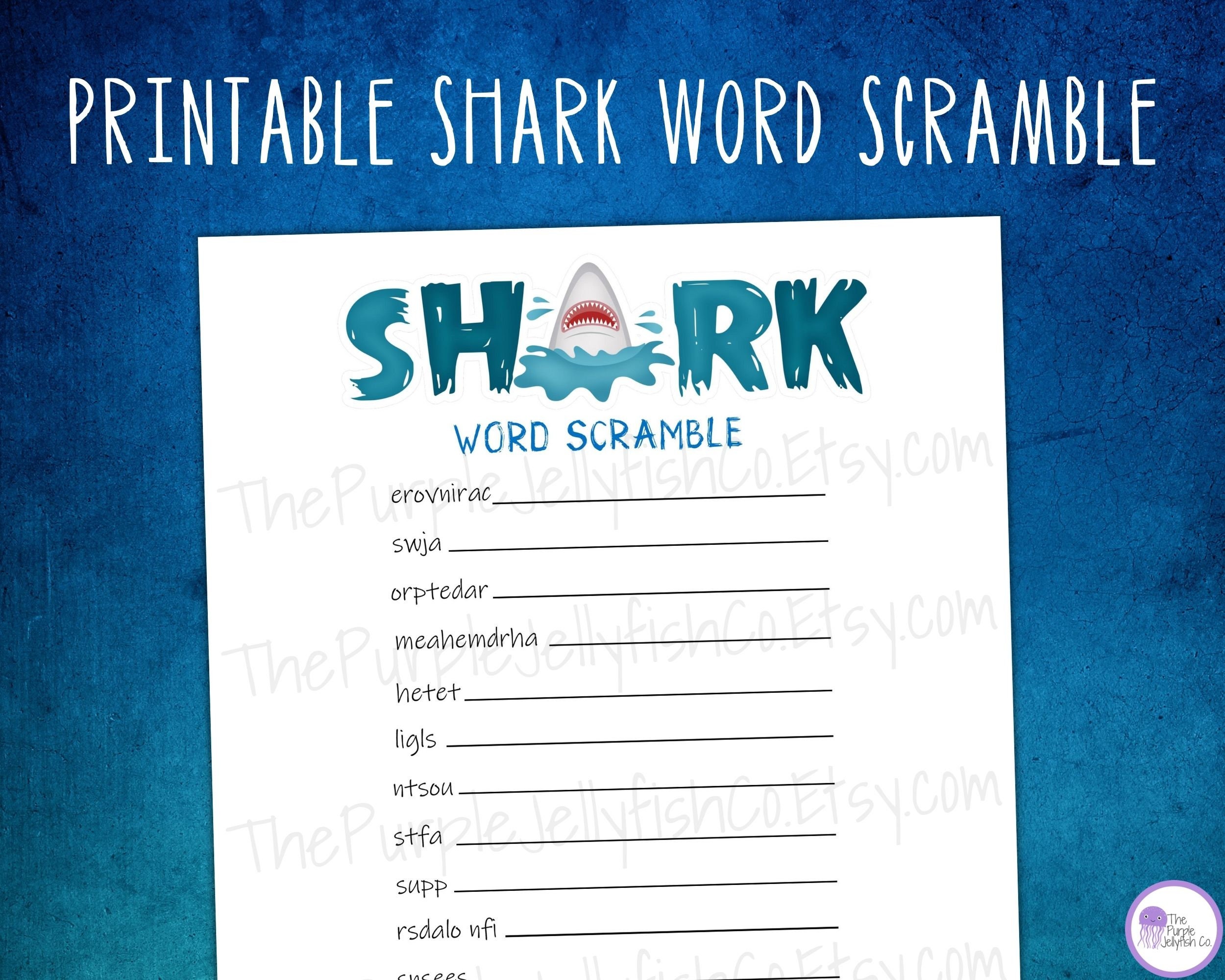 Shark Word Scramble With Answers, Shark Activity for Kids, Shark Game ...