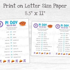 Pi Day This or That Game, Printable Pi Day Game for Kids Teens & Adults ...