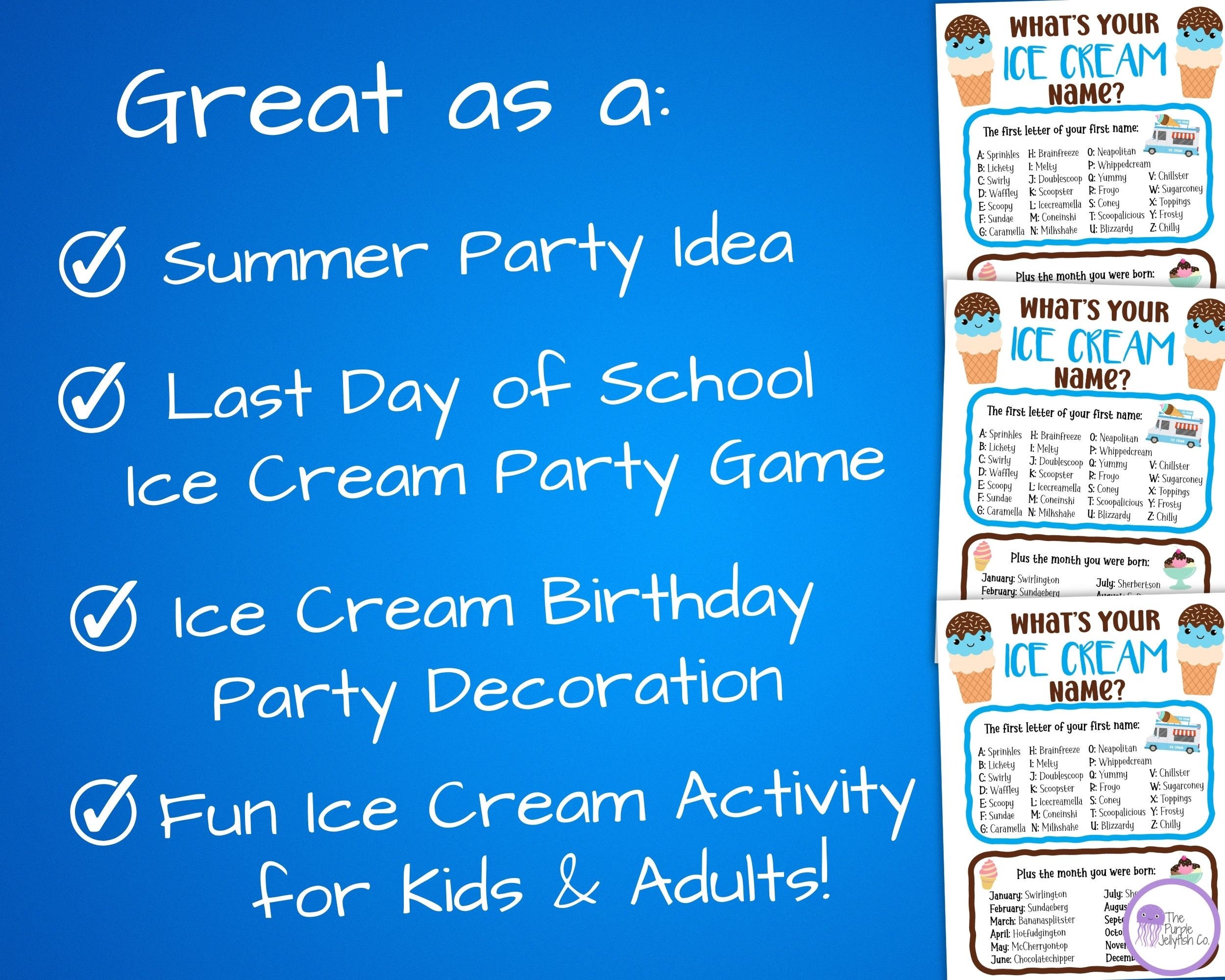 Ice Cream Party Game Printable, What's Your Ice Cream Name Game, Kids ...