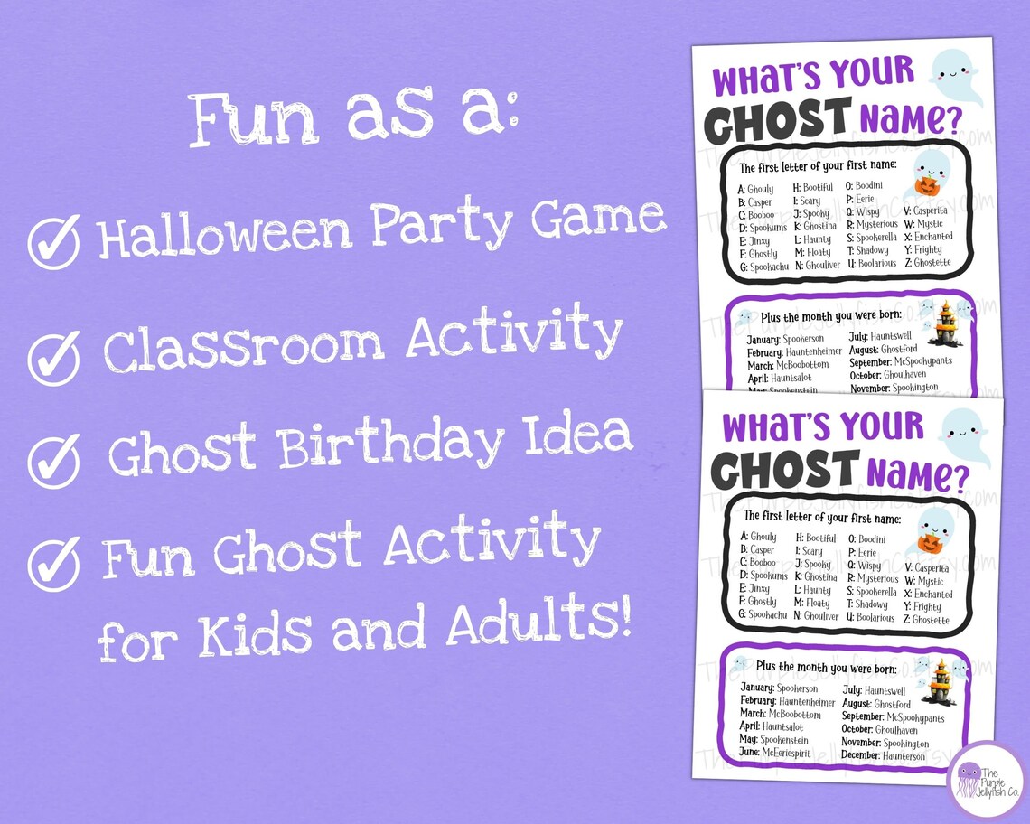 What's Your Ghost Name Game Printable Halloween Name Sign - Etsy