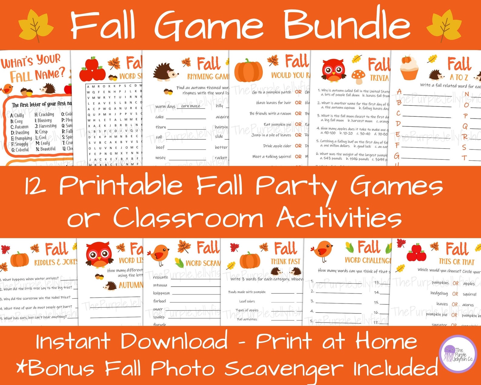 Fall Games Printable, Fall Activities for Kids & Adults, Fun Fall Game ...