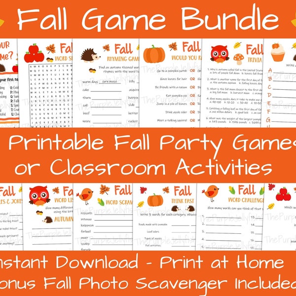 Autumn Games Printable - Etsy