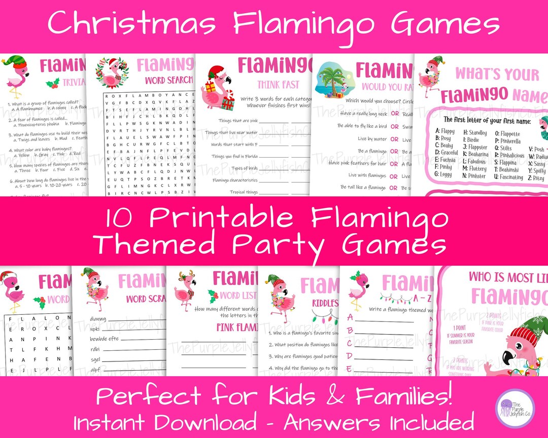Christmas Flamingo Games for Kids & Adults, Flamingo Theme Christmas ...