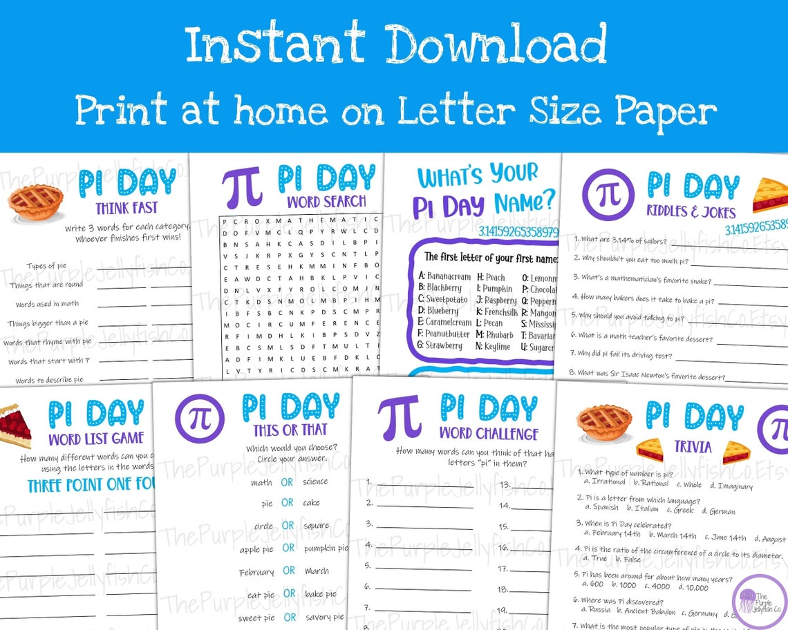 Pi Day Game Bundle, Pi Day Activities for Kids Printable, Pi Day Party ...