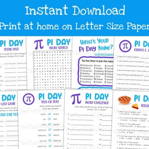 Pi Day Game Bundle, Pi Day Activities for Kids Printable, Pi Day Party ...