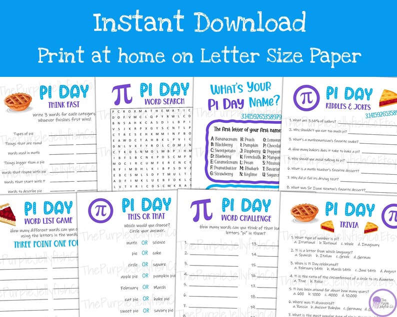Pi Day Game Bundle, Pi Day Activities for Kids Printable, Pi Day Party ...