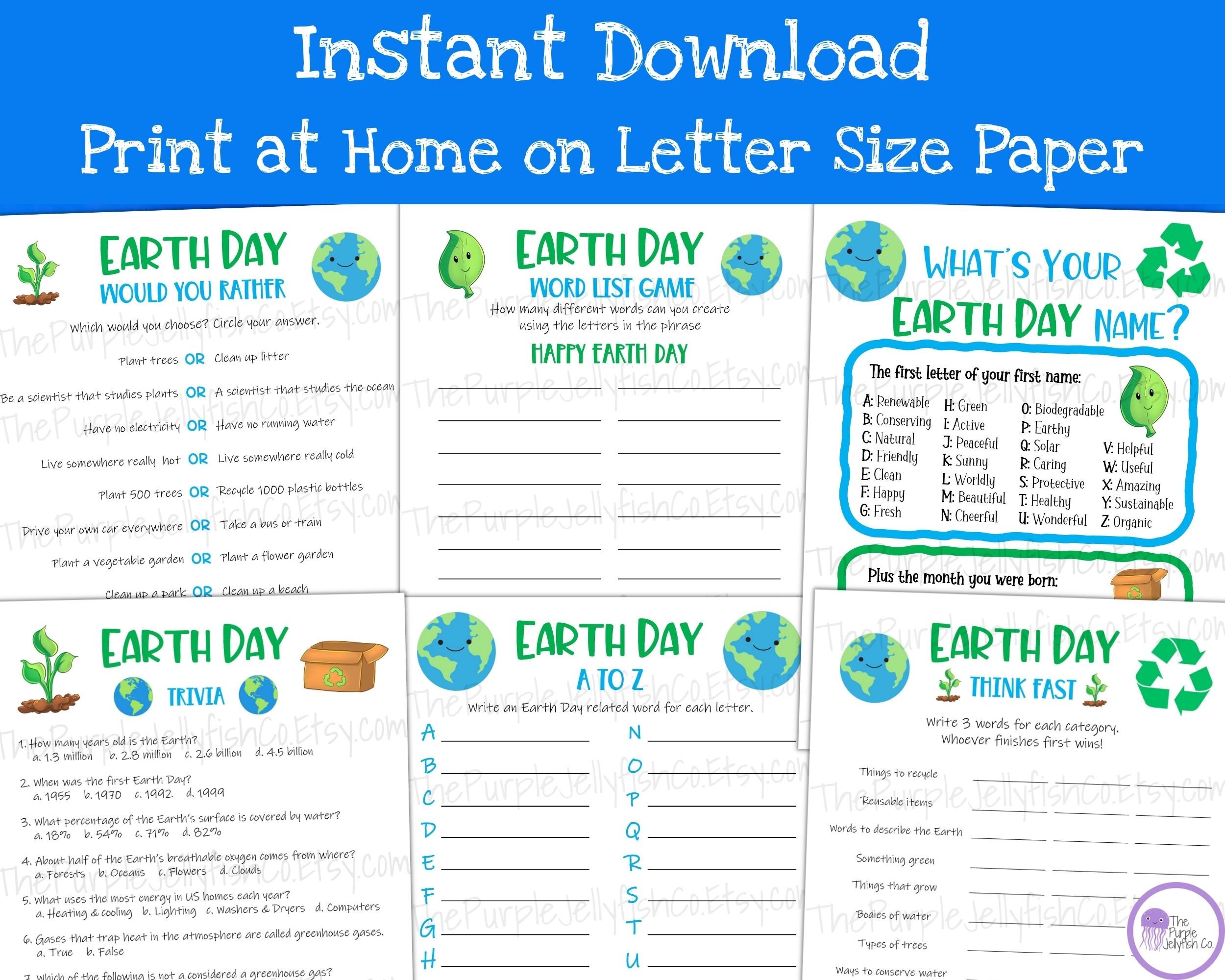Earth Day Games Bundle, Printable Earth Day Activities for Kids ...