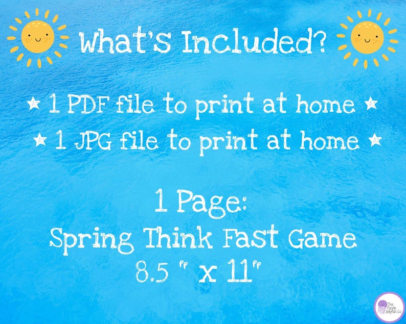 Spring Think Fast Game Printable, Spring Activity for Kids Teens ...